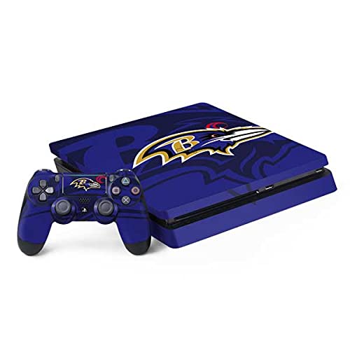 Skinit Decal Gaming Skin Compatible with PS4 Slim Bundle - Officially Licensed NFL Baltimore Ravens Double Vision Design