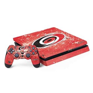 skinit decal gaming skin compatible with ps4 slim bundle - officially licensed nhl carolina hurricanes frozen design