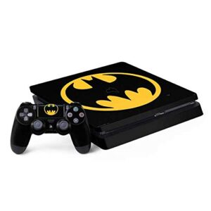 skinit decal gaming skin compatible with ps4 slim bundle - officially licensed warner bros batman logo design