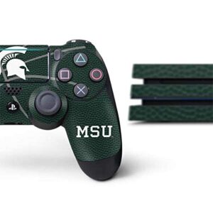 Skinit Decal Gaming Skin Compatible with PS4 Pro Console and Controller Bundle - Officially Licensed College Michigan State University Green Basketball Design