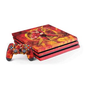 skinit decal gaming skin compatible with ps4 pro console and controller bundle - officially licensed warner bros ripped flash design