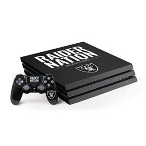 skinit decal gaming skin compatible with ps4 pro console and controller bundle - officially licensed nfl las vegas raiders team motto design