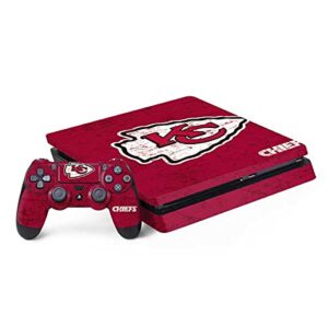 skinit decal gaming skin compatible with ps4 slim bundle - officially licensed nfl kansas city chiefs distressed design