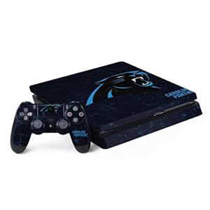 skinit decal gaming skin compatible with ps4 slim bundle - officially licensed nfl carolina panthers distressed design