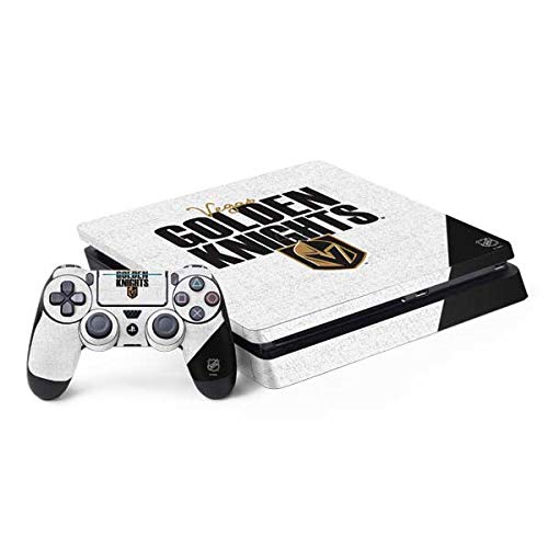 Skinit Decal Gaming Skin Compatible with PS4 Slim Bundle - Officially Licensed NHL Vegas Golden Knights Script Design