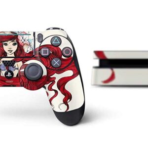 Skinit Decal Gaming Skin Compatible with PS4 Slim Bundle - Officially Licensed Disney The Little Mermaid Ariel Illustration Design