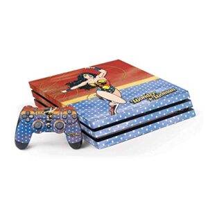 skinit decal gaming skin compatible with ps4 pro console and controller bundle - officially licensed warner bros wonder woman ready to fight design