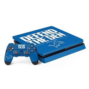 skinit decal gaming skin compatible with ps4 slim bundle - officially licensed nfl detroit lions team motto design