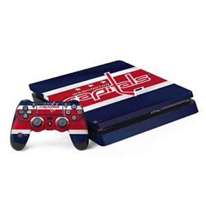 skinit decal gaming skin compatible with ps4 slim bundle - officially licensed nhl washington capitals jersey design