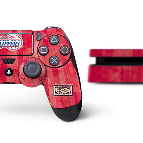 Skinit Decal Gaming Skin Compatible with PS4 Slim Bundle - Officially Licensed NBA Los Angeles Clippers Hardwood Classics Design