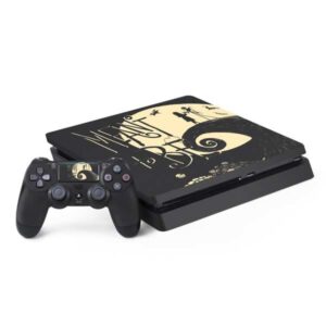 skinit decal gaming skin compatible with ps4 slim bundle - officially licensed disney the nightmare before christmas jack and sally meant to be design