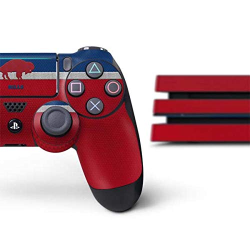 Skinit Decal Gaming Skin Compatible with PS4 Pro Console and Controller Bundle - Officially Licensed NFL Buffalo Bills Vintage Design