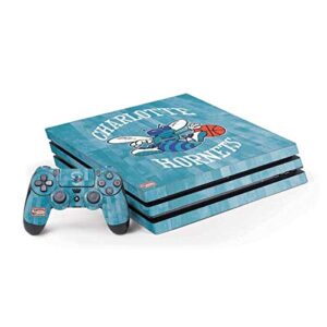 skinit decal gaming skin compatible with ps4 pro console and controller bundle - officially licensed nba charlotte hornets hardwood classics design