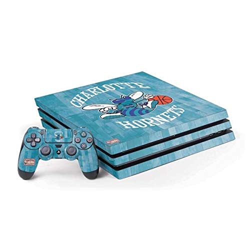 Skinit Decal Gaming Skin Compatible with PS4 Pro Console and Controller Bundle - Officially Licensed NBA Charlotte Hornets Hardwood Classics Design