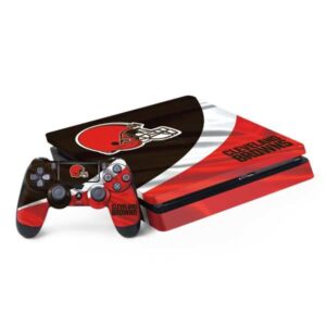 skinit decal gaming skin compatible with ps4 slim bundle - officially licensed nfl cleveland browns design