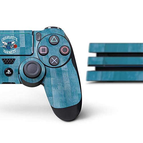 Skinit Decal Gaming Skin Compatible with PS4 Pro Console and Controller Bundle - Officially Licensed NBA Charlotte Hornets Hardwood Classics Design