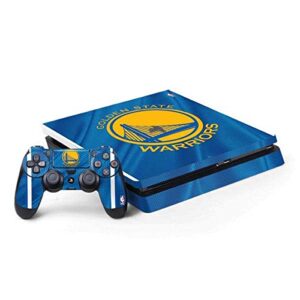 skinit decal gaming skin compatible with ps4 slim bundle - officially licensed nba golden state warriors jersey design