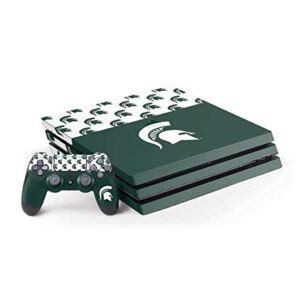 skinit decal gaming skin compatible with ps4 pro console and controller bundle - officially licensed college michigan state university spartans msu split design