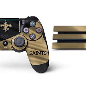 Skinit Decal Gaming Skin Compatible with PS4 Pro Console and Controller Bundle - Officially Licensed NFL New Orleans Saints Design