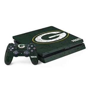 skinit decal gaming skin compatible with ps4 slim bundle - officially licensed nfl green bay packers distressed design