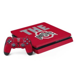 skinit decal gaming skin compatible with ps4 slim bundle - officially licensed ohio state university osu the ohio state buckeyes design