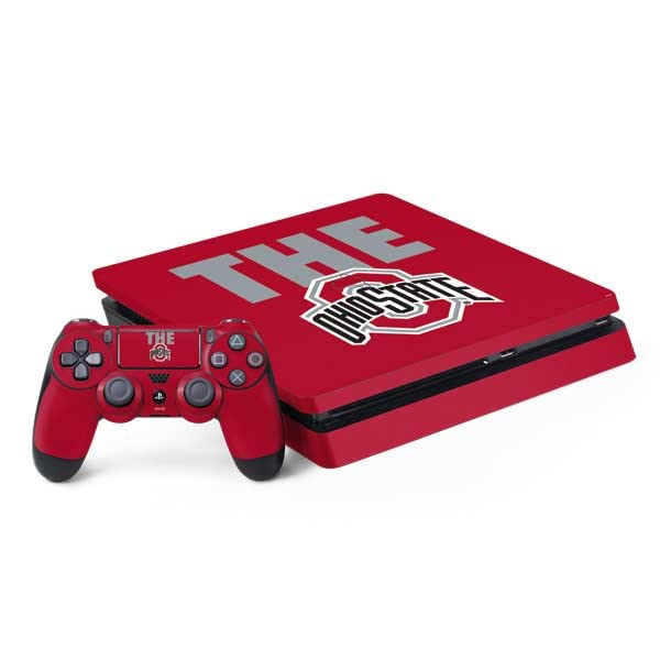 Skinit Decal Gaming Skin Compatible with PS4 Slim Bundle - Officially Licensed Ohio State University OSU The Ohio State Buckeyes Design