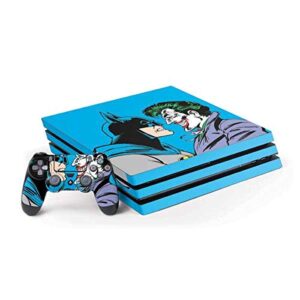 skinit decal gaming skin compatible with ps4 pro console and controller bundle - officially licensed warner bros batman vs joker - blue background design