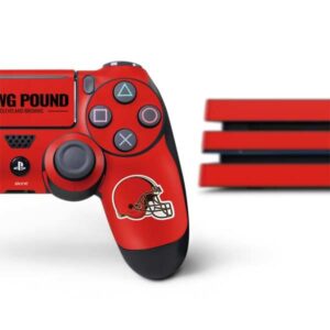 Skinit Decal Gaming Skin Compatible with PS4 Pro Console and Controller Bundle - Officially Licensed NFL Cleveland Browns Team Motto Design