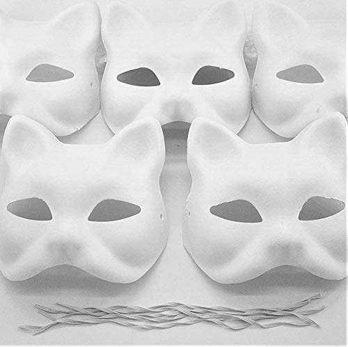 Yabber Cat Masks | 10 Pack | Mask Painting for Kids | Arts & Crafts for Children - Boys or Girls - Halloween | Party Favor | Fall Classroom Activity