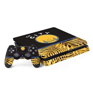 skinit decal gaming skin compatible with ps4 slim bundle - officially licensed nba golden state warriors retro palms design