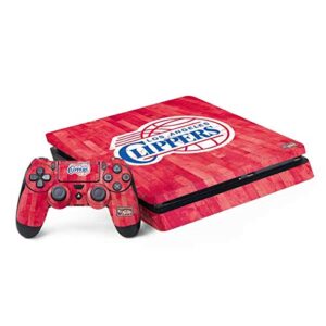 skinit decal gaming skin compatible with ps4 slim bundle - officially licensed nba los angeles clippers hardwood classics design