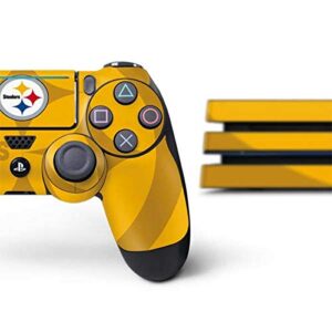 Skinit Decal Gaming Skin Compatible with PS4 Pro Console and Controller Bundle - Officially Licensed NFL Pittsburgh Steelers Double Vision Design