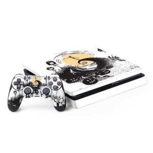 skinit decal gaming skin compatible with ps4 slim bundle - officially licensed disney the nightmare before christmas jack on spiral hill art design