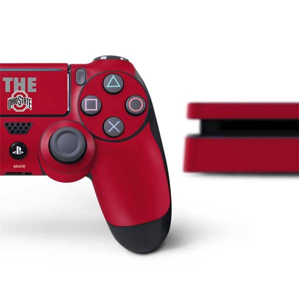 Skinit Decal Gaming Skin Compatible with PS4 Slim Bundle - Officially Licensed Ohio State University OSU The Ohio State Buckeyes Design