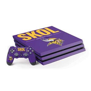 skinit decal gaming skin compatible with ps4 pro console and controller bundle - officially licensed nfl minnesota vikings team motto design