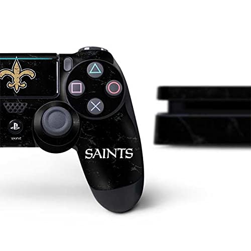 Skinit Decal Gaming Skin Compatible with PS4 Slim Bundle - Officially Licensed NFL New Orleans Saints Distressed Design