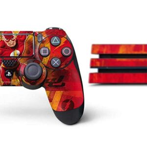 Skinit Decal Gaming Skin Compatible with PS4 Pro Console and Controller Bundle - Officially Licensed Warner Bros Ripped Flash Design