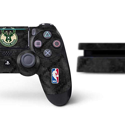 Skinit Decal Gaming Skin Compatible with PS4 Slim Bundle - Officially Licensed NBA Milwaukee Bucks Rusted Dark Design