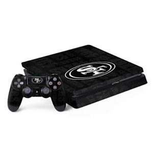 skinit decal gaming skin compatible with ps4 slim bundle - officially licensed nfl san franciso 49ers black & white design