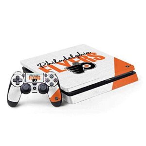 skinit decal gaming skin compatible with ps4 slim bundle - officially licensed nhl philadelphia flyers script design