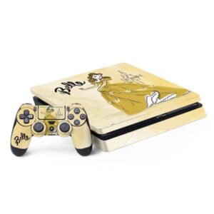 skinit decal gaming skin compatible with ps4 slim bundle - officially licensed disney princess belle art design