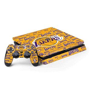 skinit decal gaming skin compatible with ps4 slim bundle - officially licensed nba los angeles lakers blast design