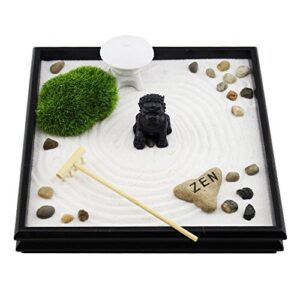 we pay your sales tax feng shui 9.5" x 9.5" tabletop fu dog zen lion garden sand rock rack incense burner gift & home decor (kt00033)