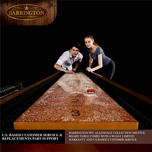 Barrington Billiards 9' Allendale Shuffleboard Table With Scratch-Resistant Playfield and 8 Puck Set