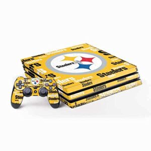 skinit decal gaming skin compatible with ps4 pro console and controller bundle - officially licensed nfl pittsburgh steelers yellow blast design