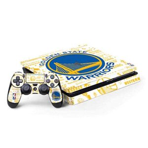 skinit decal gaming skin compatible with ps4 slim bundle - officially licensed nba golden state warriors historic blast design