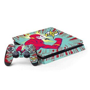 skinit decal gaming skin compatible with ps4 slim bundle - officially licensed warner bros flash smile blast design