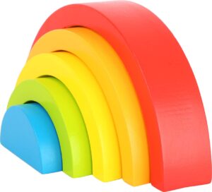 small foot wooden rainbow building blocks (small)-babies learn hand-eye coordination,patterns&colors while developing fine motor skills-classic educational game for toddlers-age 12+ months