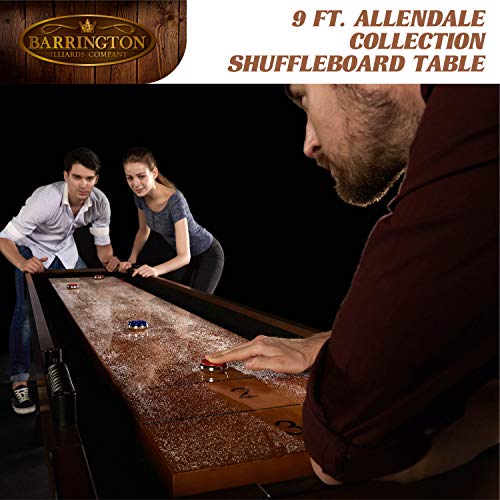 Barrington Billiards 9' Allendale Shuffleboard Table With Scratch-Resistant Playfield and 8 Puck Set