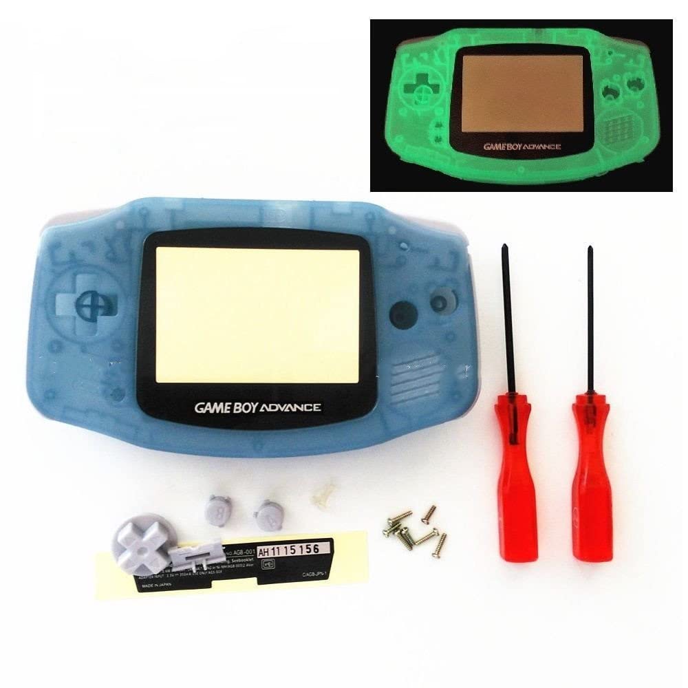 New Replacement Full Housing Shell Cover Case Pack Backlight Backlit for Gameboy Advance GBA Repair Part-Luminous Blue Edition